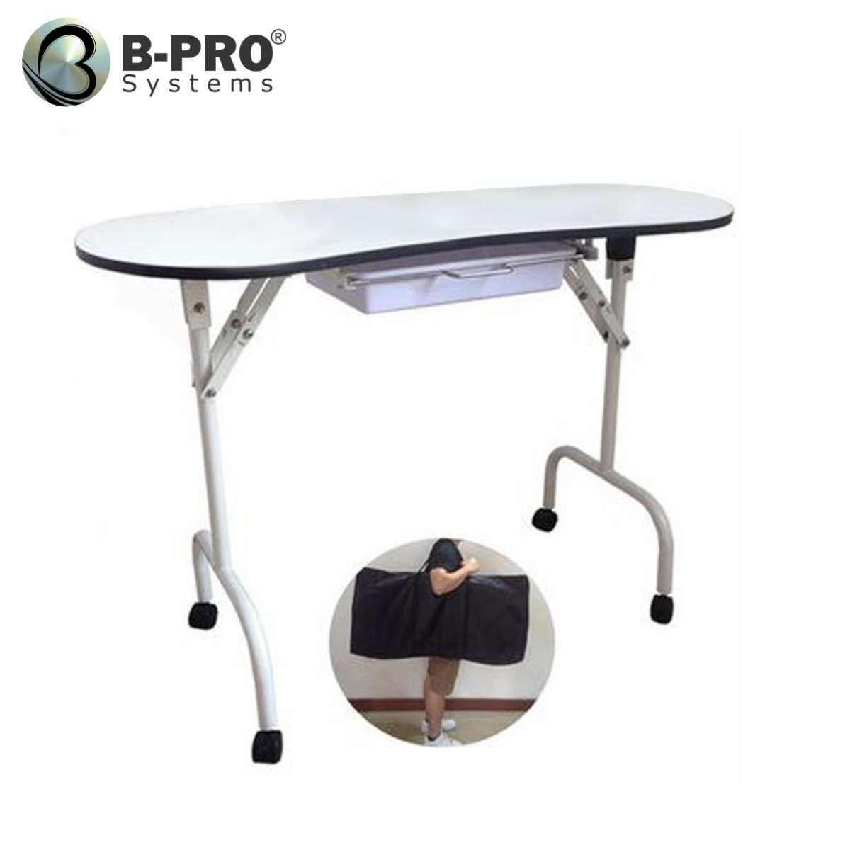 Nail tech table Foldable White - B-PRO Systems