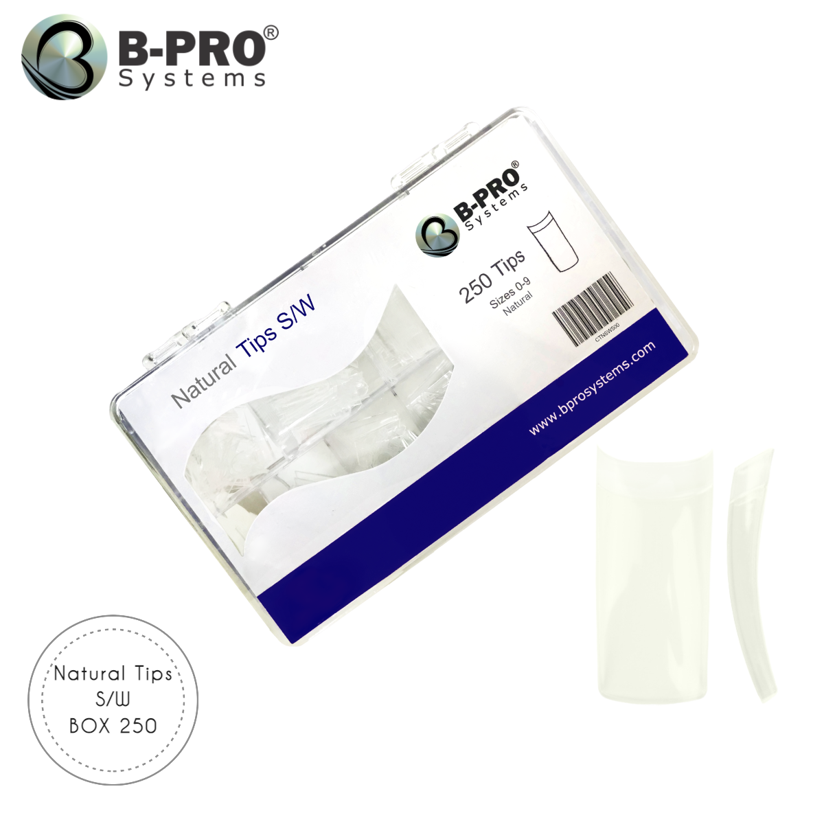Tips Clear refill pack L/W 50pcs - B-PRO Systems