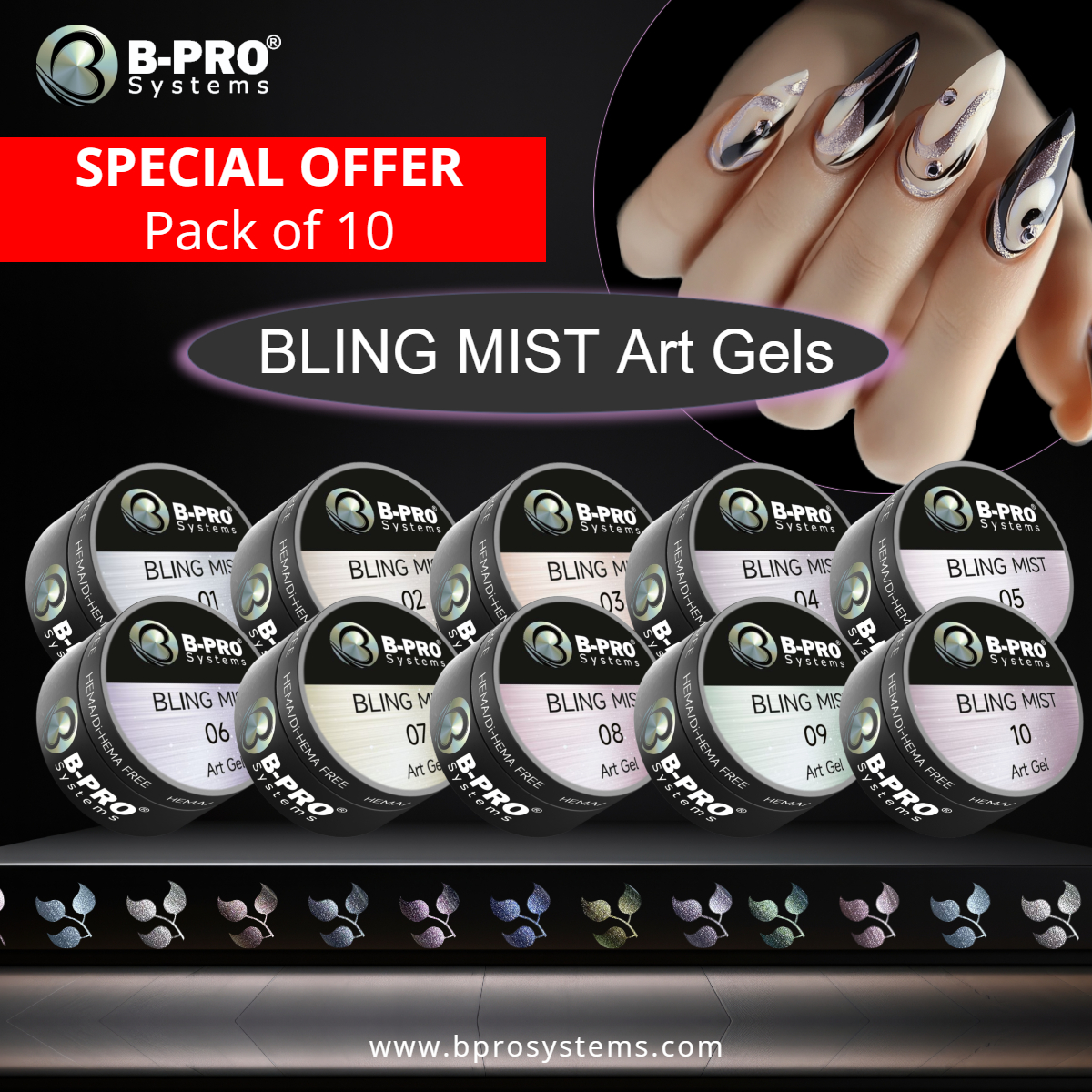 Bling Mist Art Gels - PACK OF 10 - B-PRO Systems